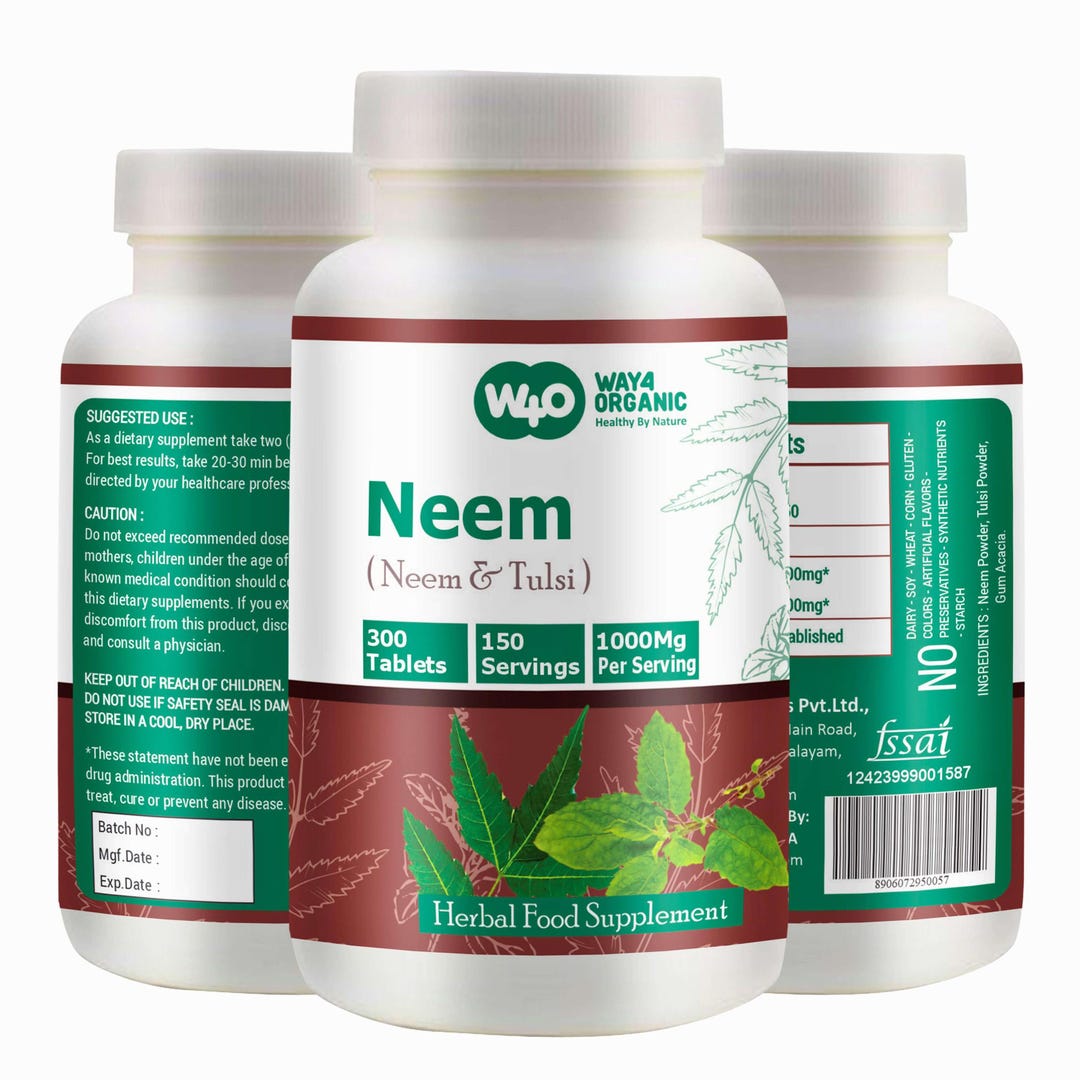Neem Tulsi Tablets(not Capsules), 300 Pills, 150 Servings, 1000 Mg ...