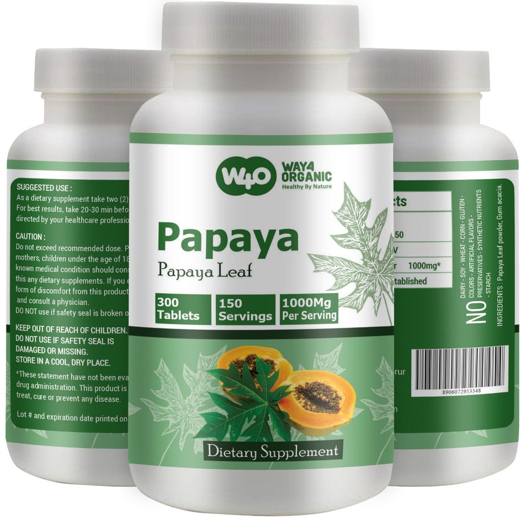 Papaya Leaf Extract Capsules (tablets) - 300 Pills, 150 Servings, 1000 Mg - Etsy