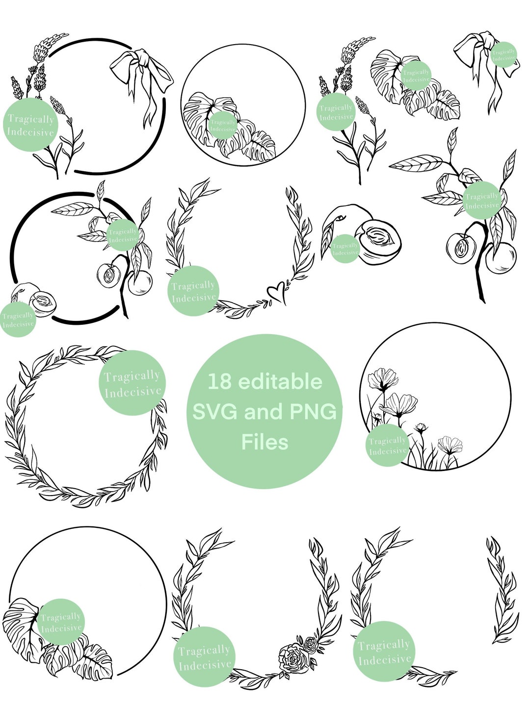 18 Natural SVG and PNG Files Including Premade Circle Templates and ...