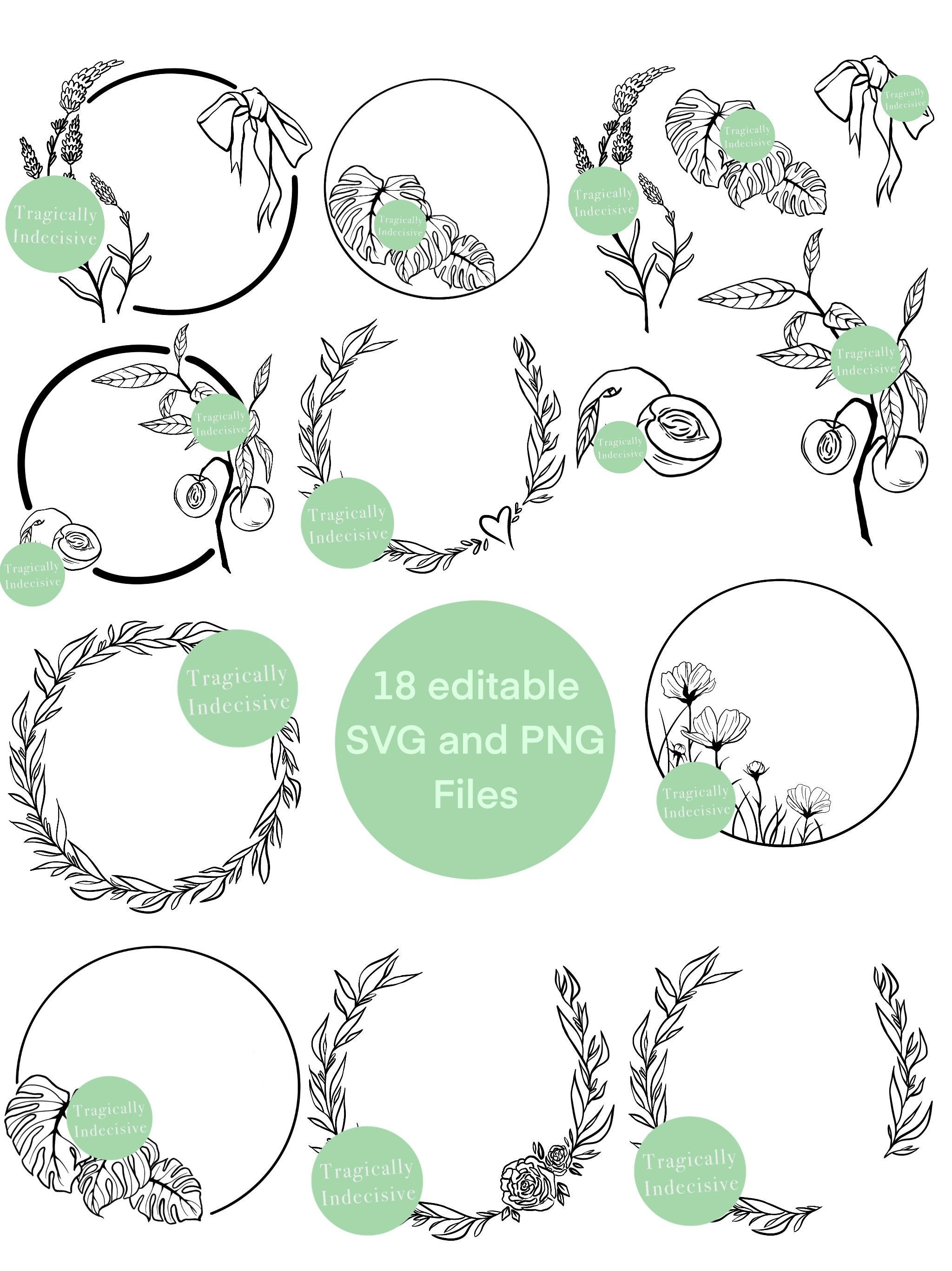 18 Natural SVG and PNG Files Including Premade Circle - Etsy 日本