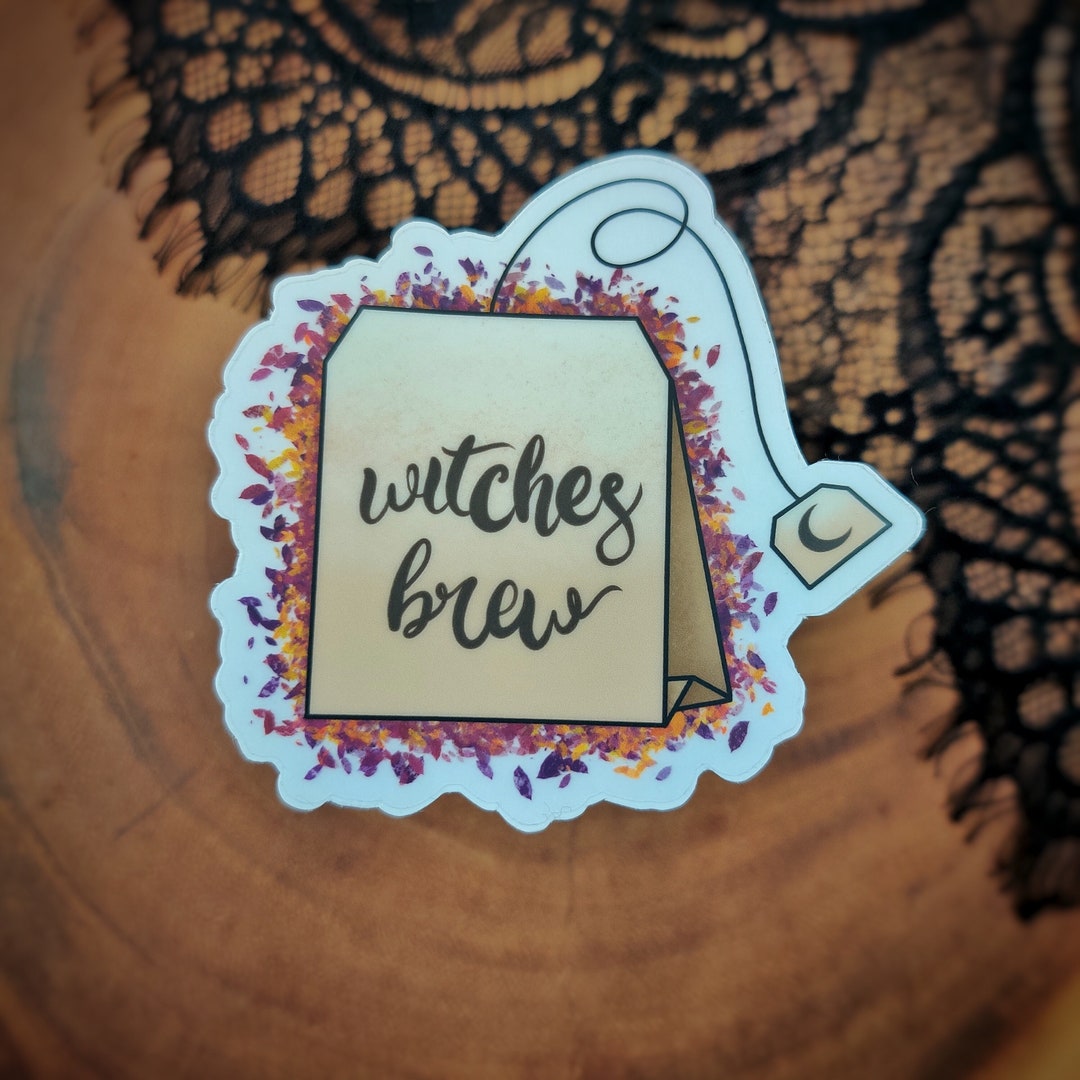 Witches Brew Teabag Sticker: Floral Witchy Clear Vinyl - Etsy