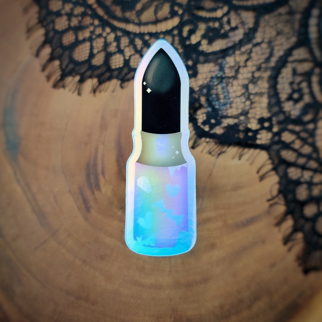 Pastel Goth Black Lipstick Holographic Sticker - Etsy