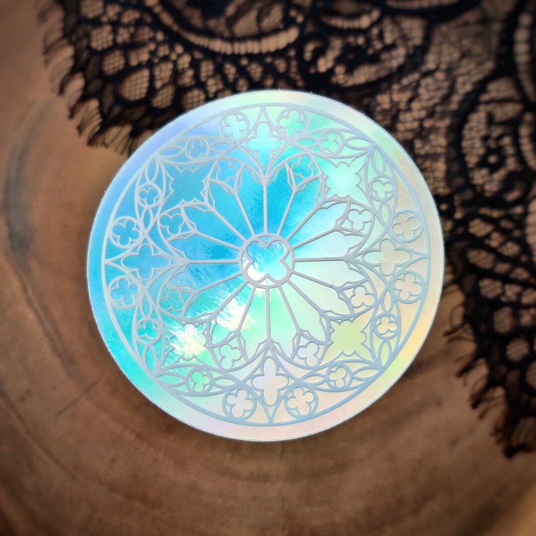 Holographic Gothic Rose Window Sticker - Cathedral Art - Etsy