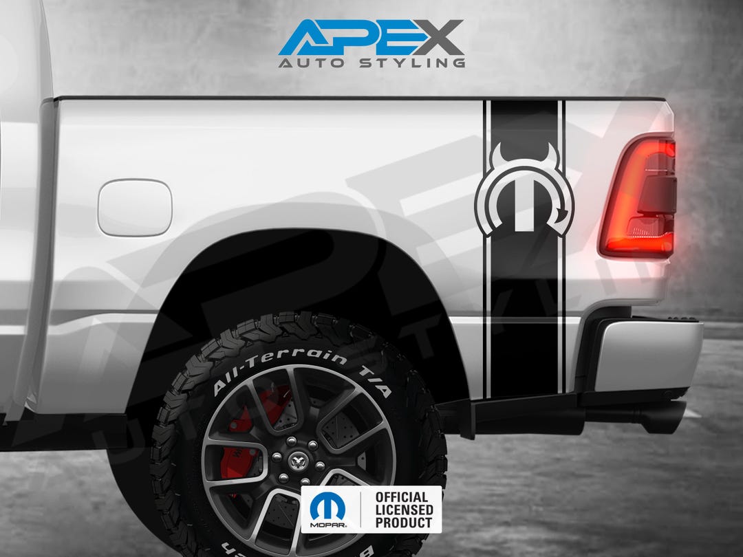RAM Bed Stripe Decal Set - MOPAR Devil Logo - Set of 2 - Multiple ...