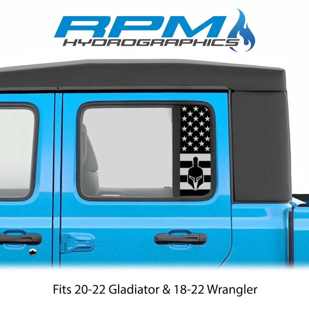 2018-2022 Jeep Gladiator Vent Window Decals - Flags W/ Gladiator Logo ...
