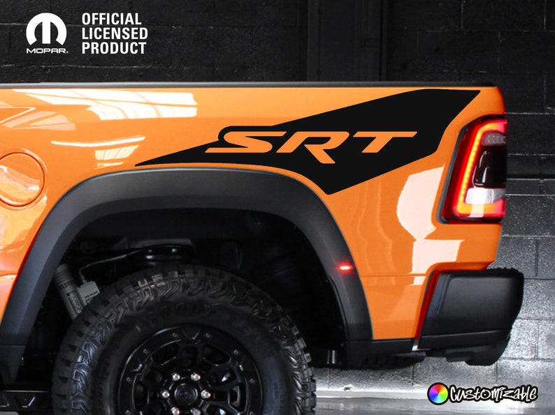 RAM TRX Ignition Style Bedside Decals SRT Logo set of 2 custom Colors ...