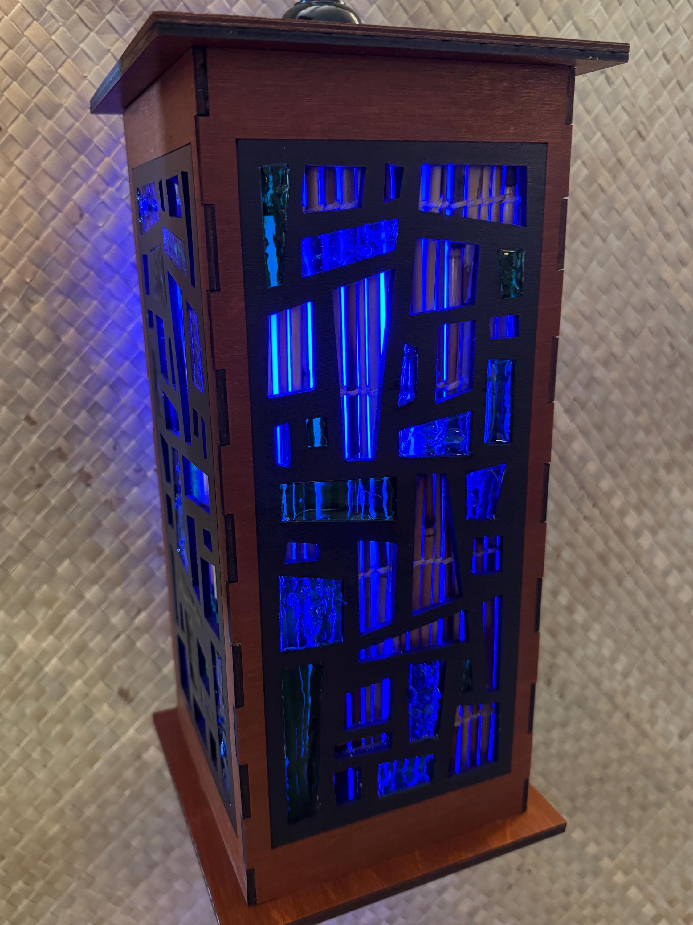 Lumitomic - Tiki Lamp Pendant - Deep Sea Blue Flicker Hanging Lamp With ...