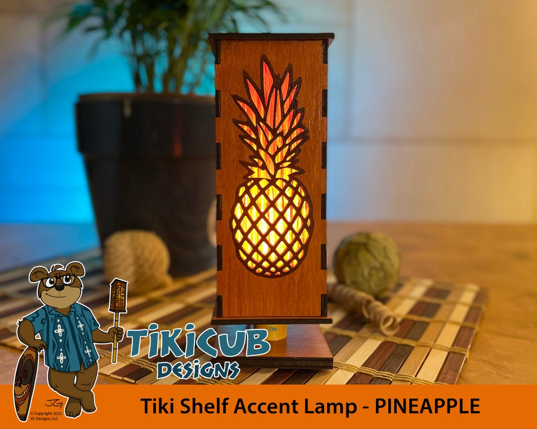 Small Tiki Shelf Accent Lamp, Indoor Low-voltage Pineapple Pattern ...