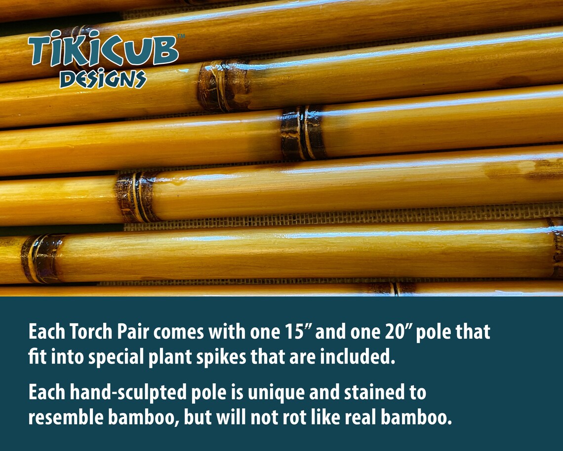 Tiki Torch Set (pair) Indoor Flickering Low-voltage With Tropical Leaf ...