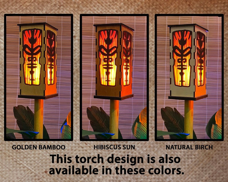 Retro Tiki God Torch Set – Indoor LED Flickering Light, Hand Sculpted ...