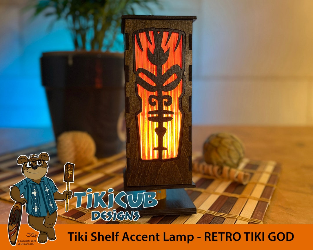 Small Tiki Shelf Accent Lamp, Indoor Low-voltage Retro Tiki God Pattern ...