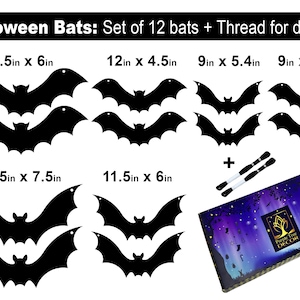 HALLOWEEN BATS Set of 12 or 6 Hanging Bats Halloween Decoration Bats ...