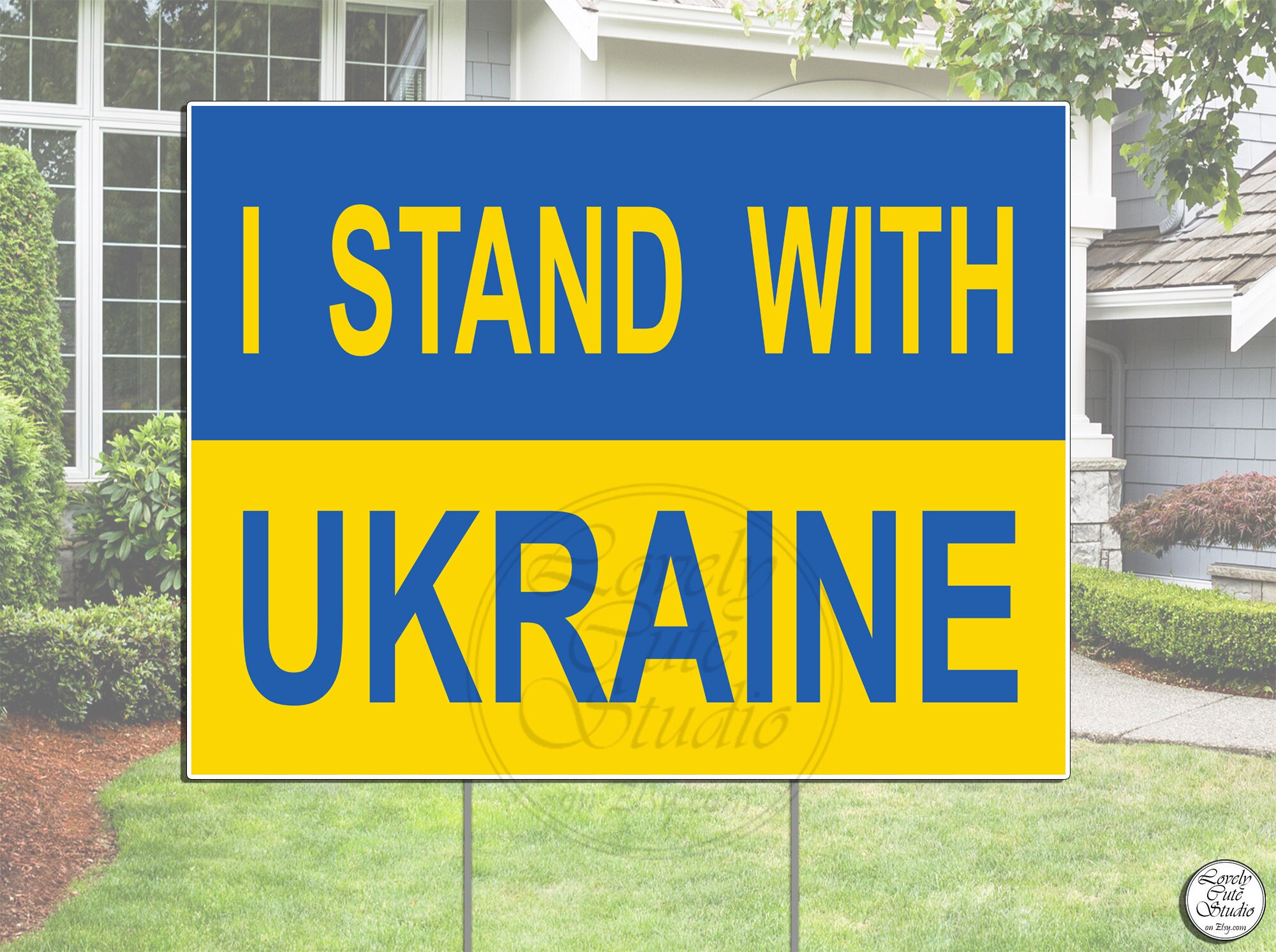 UKRAINE SIGN 12x24, Support Ukraine Sign, We Stand With Ukraine ...