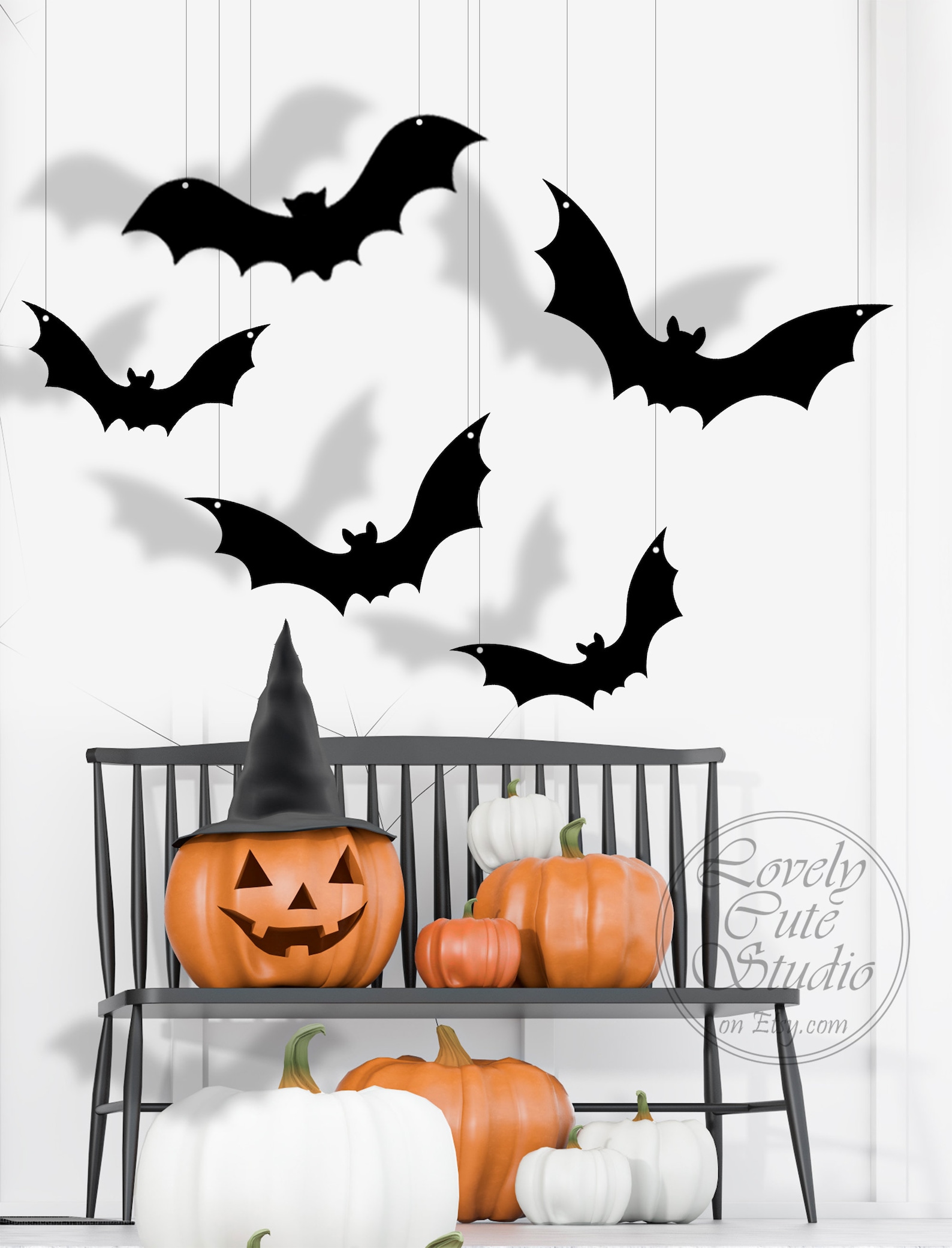 HALLOWEEN BATS Set of 12 or 6 Hanging Bats Halloween - Etsy