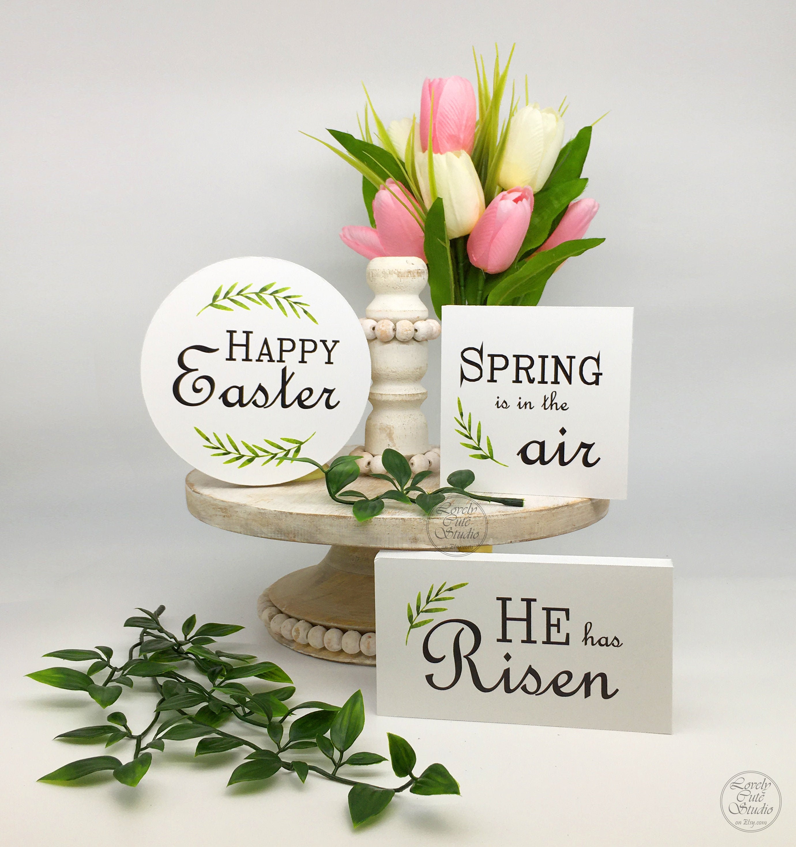 EASTER Tiered Tray Decor Bundle Happy Easter He Has Risen Spring is in ...