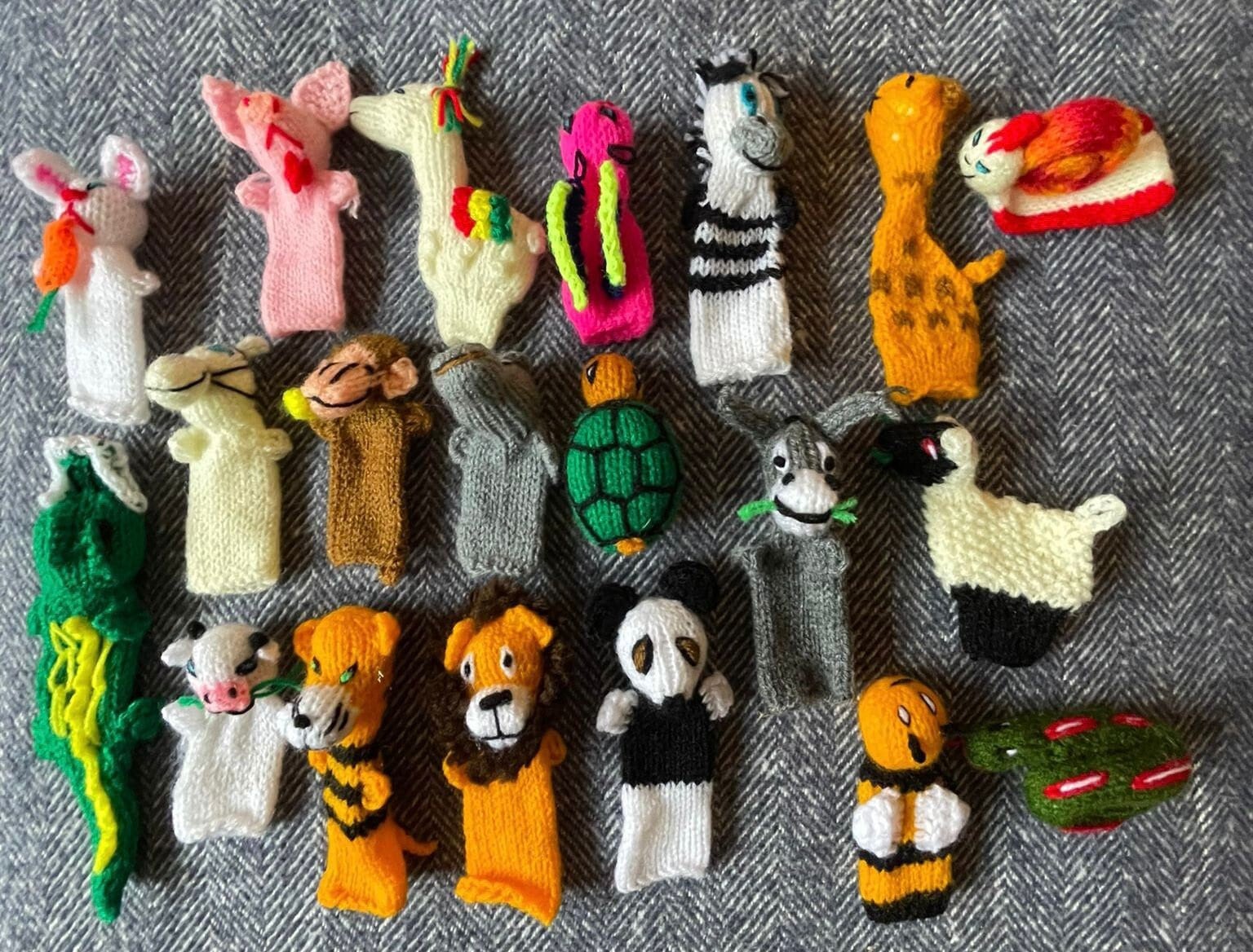 20 Hand Knitted Finger Puppets From Peru. Story Telling Party Bags ...