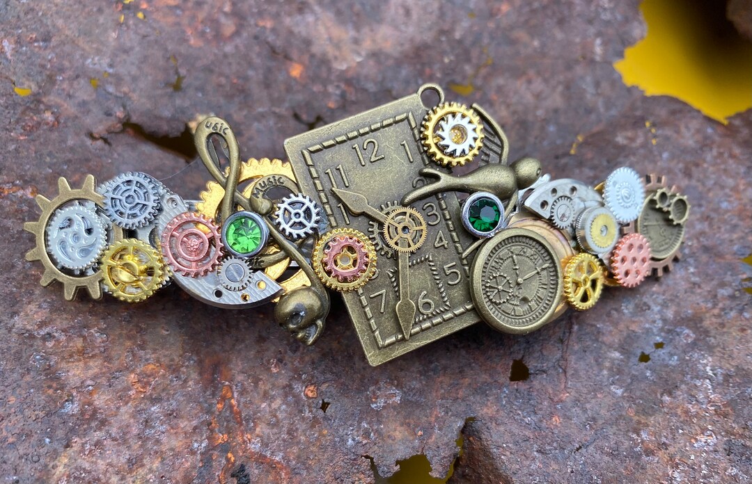 10cm Jumbo Steampunk Hair Clip, Cogs and Gears Hair Accessory ...