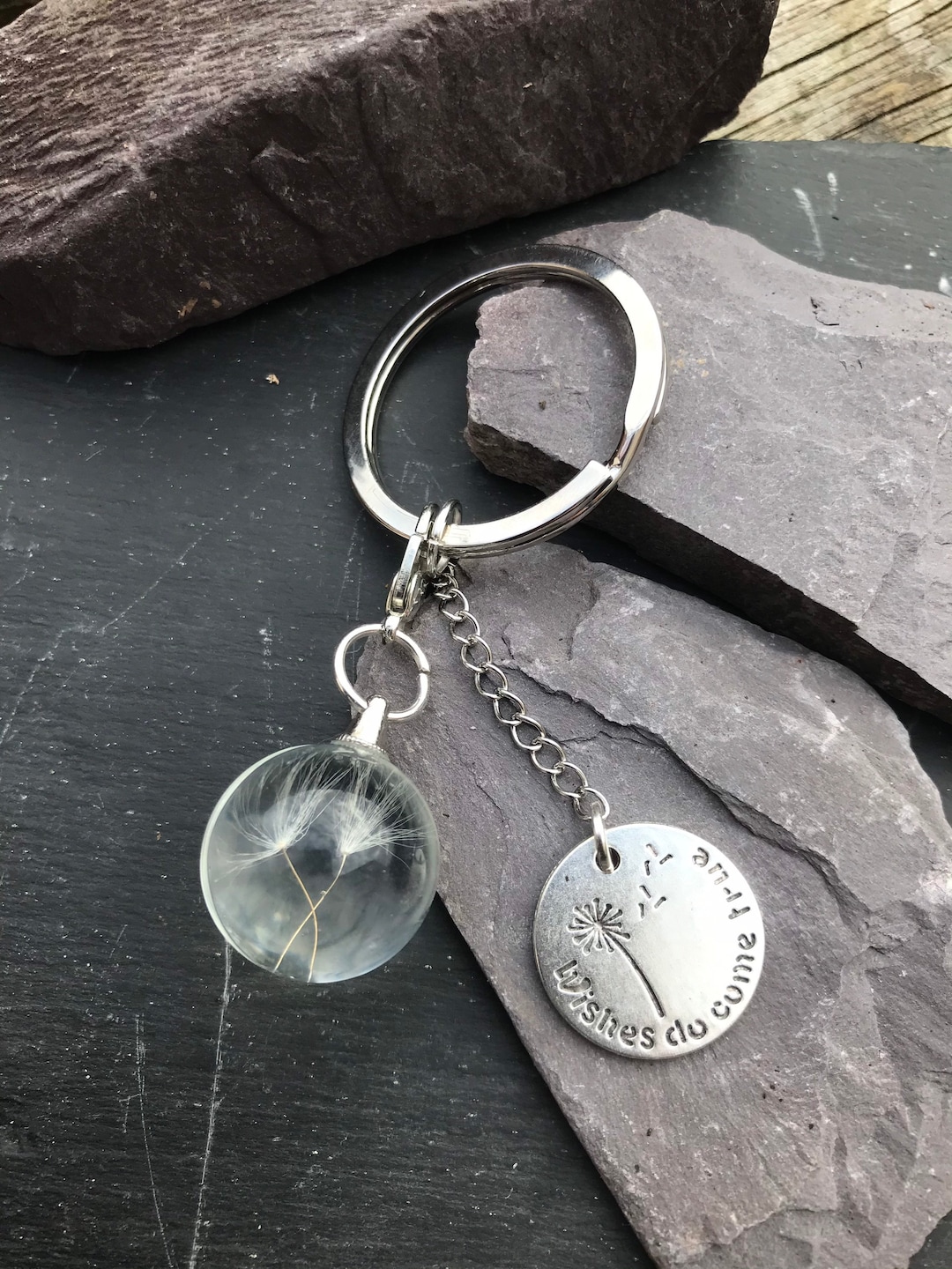 Dandelion Seed Keyring Glass Dandelion Seed Keychain - Etsy UK