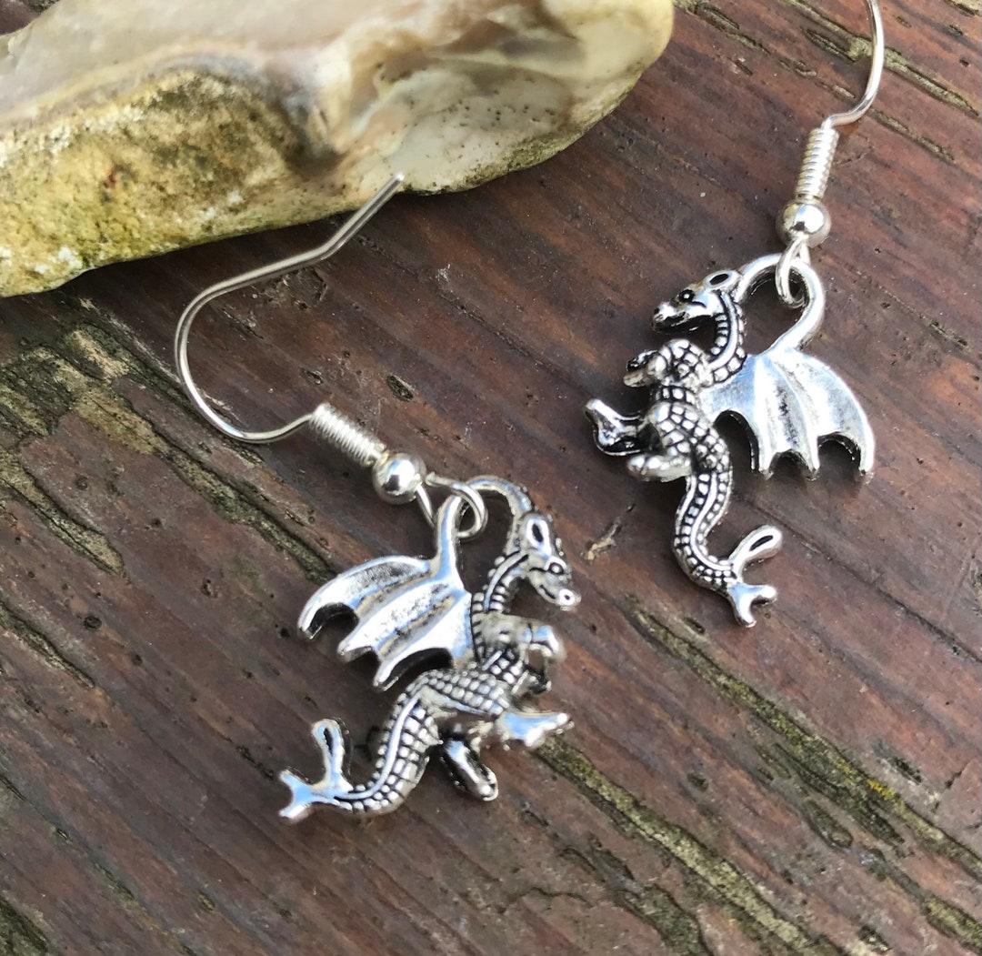 Dragon Earrings, Welsh Dragon, Idris, - Etsy