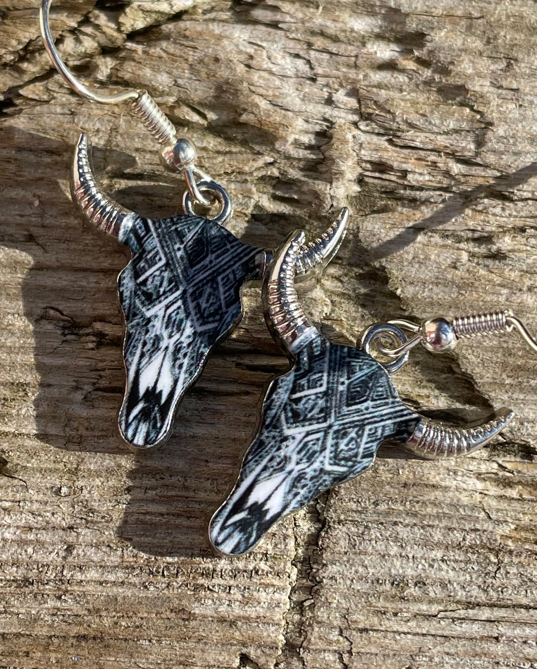 Enamel Cow Skull Earring, Bull Earrings, Cowboys, Cowgirls, Wild West ...