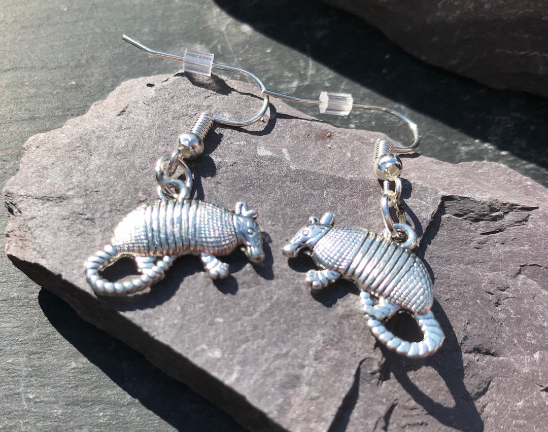 Armadillo Earrings on Silver Plated Ear Hooks, Armadillo Jewellery ...