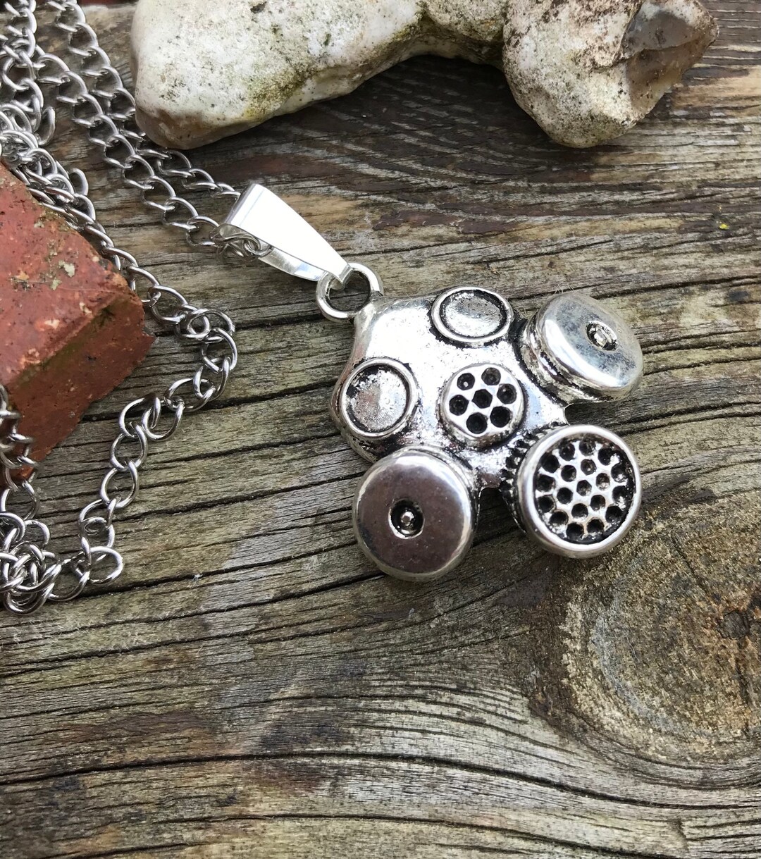 Steampunk, Gas Mask Pendant Necklace, Biker Jewellery, Gothic Necklace ...