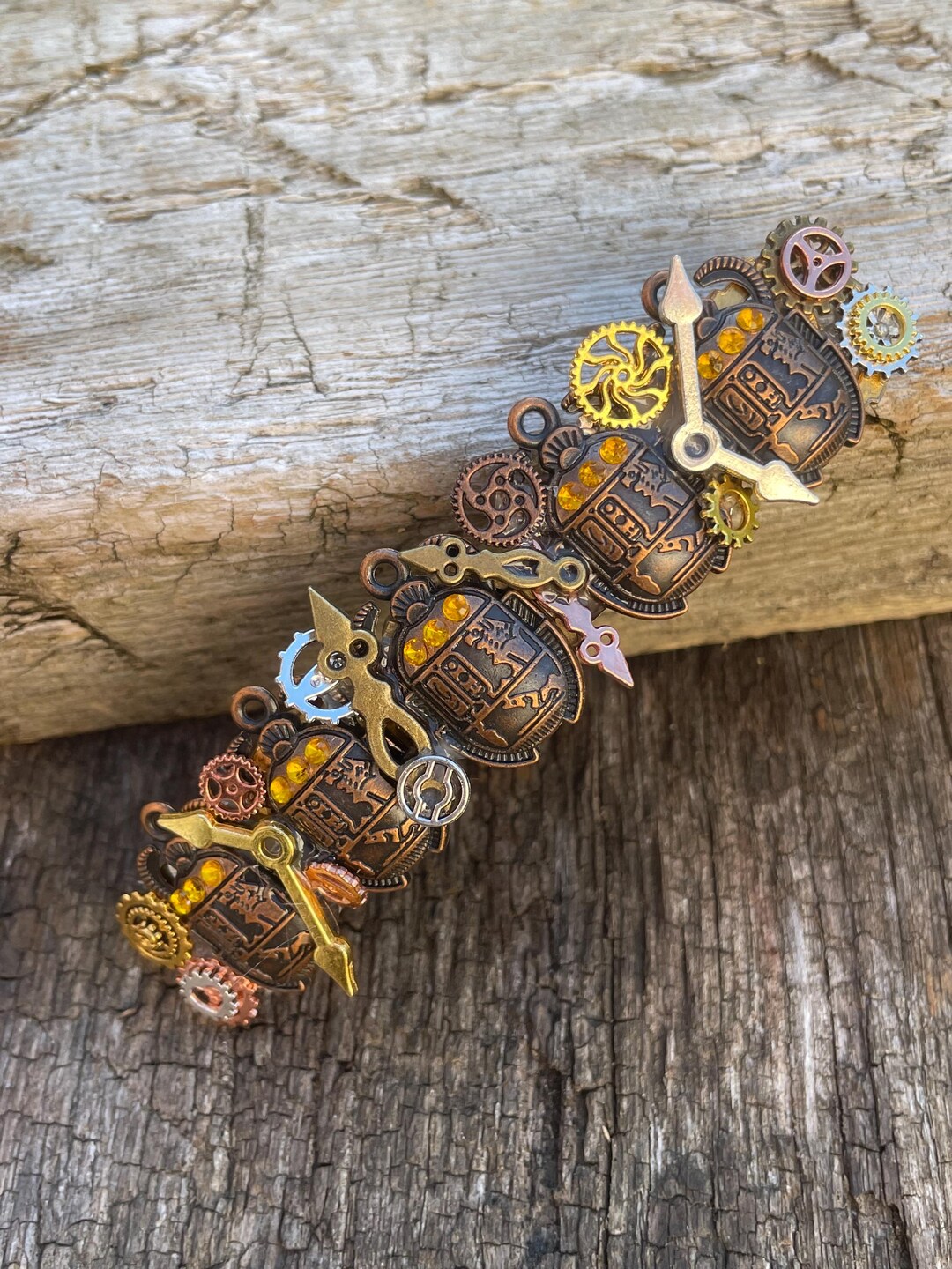 Eygptian Themed Steampunk Scarab Beetle Gothic 10cm Jumbo Hair Barrette ...