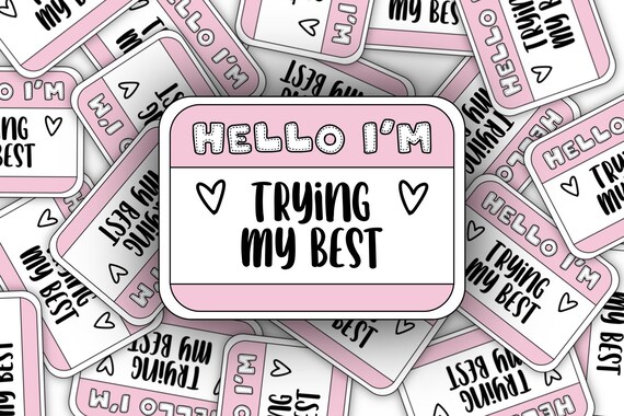 Cute Name Tag Water Bottle Sticker Funny Laptop Decals Mental Health ...