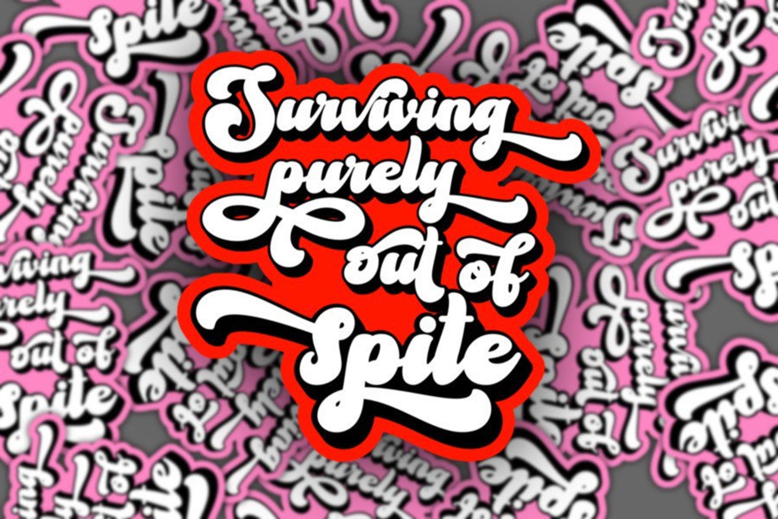 Surviving Purely Out of Spite Sticker Funny Water Bottle - Etsy
