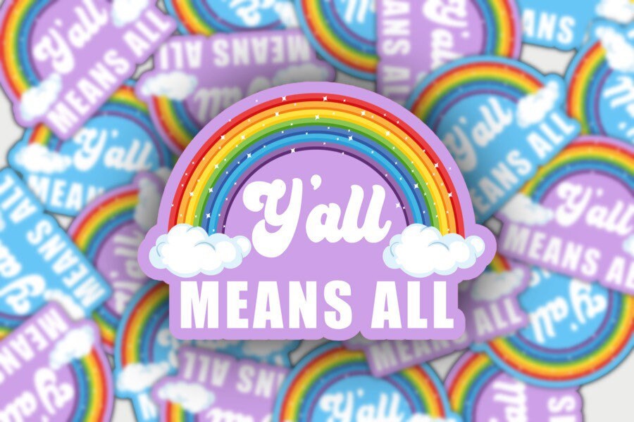 Yall Means All Sticker LGBTQIA Water Bottle Decal Pride - Etsy