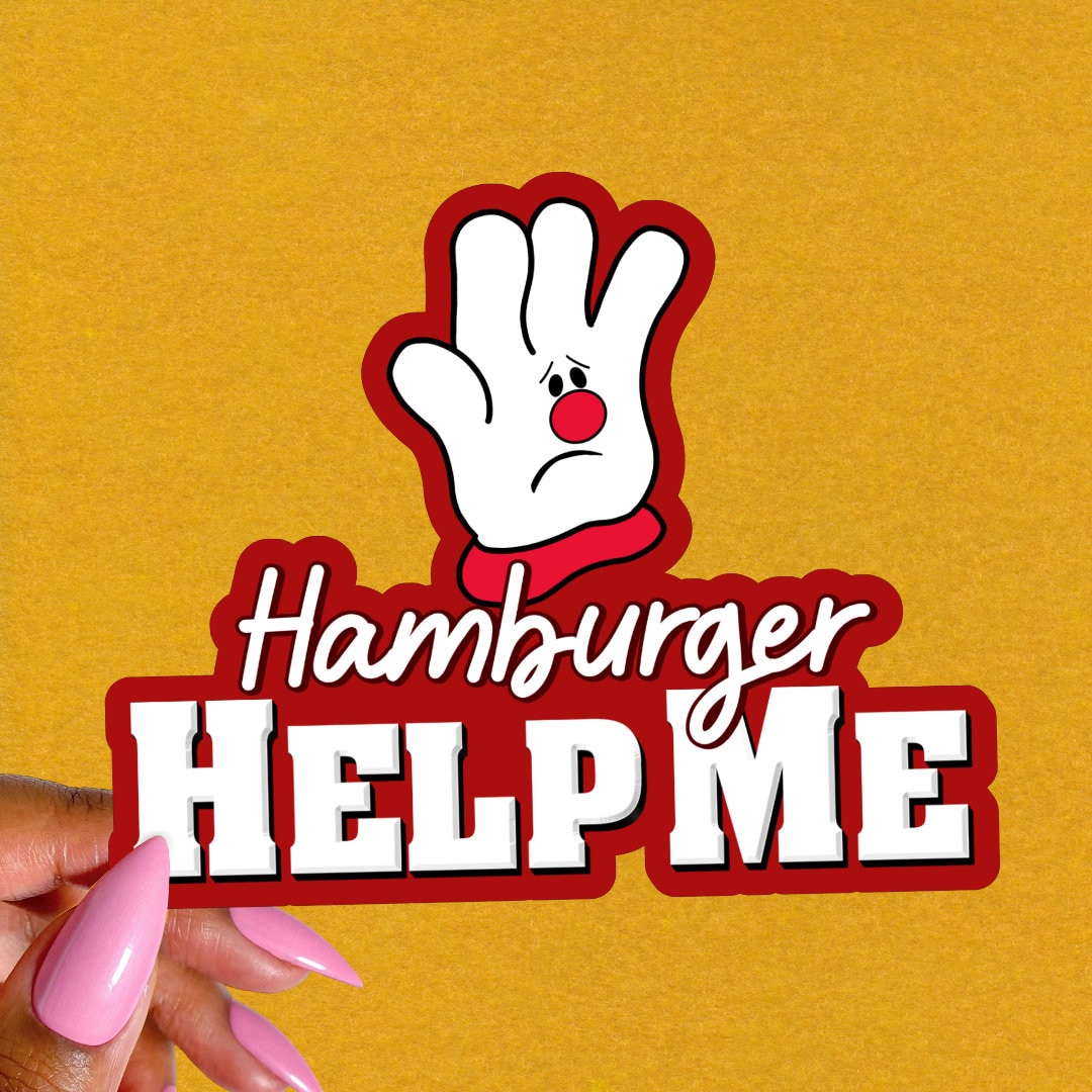 Hamburger Help Me Sticker, Funny Mental Health Water Bottle Decal ...
