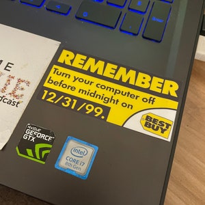 Y2K Bug Computer Sticker, Remember Turn Your Computer off Before ...
