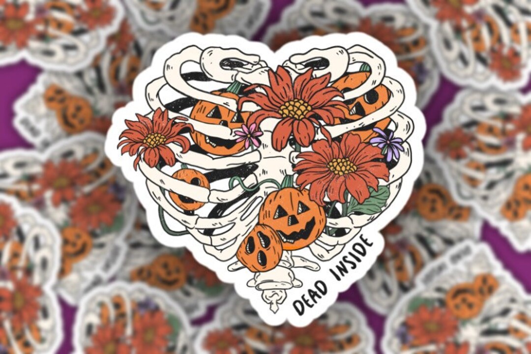 Halloween Sticker Dead Inside Water Bottle Decal Ribcage - Etsy