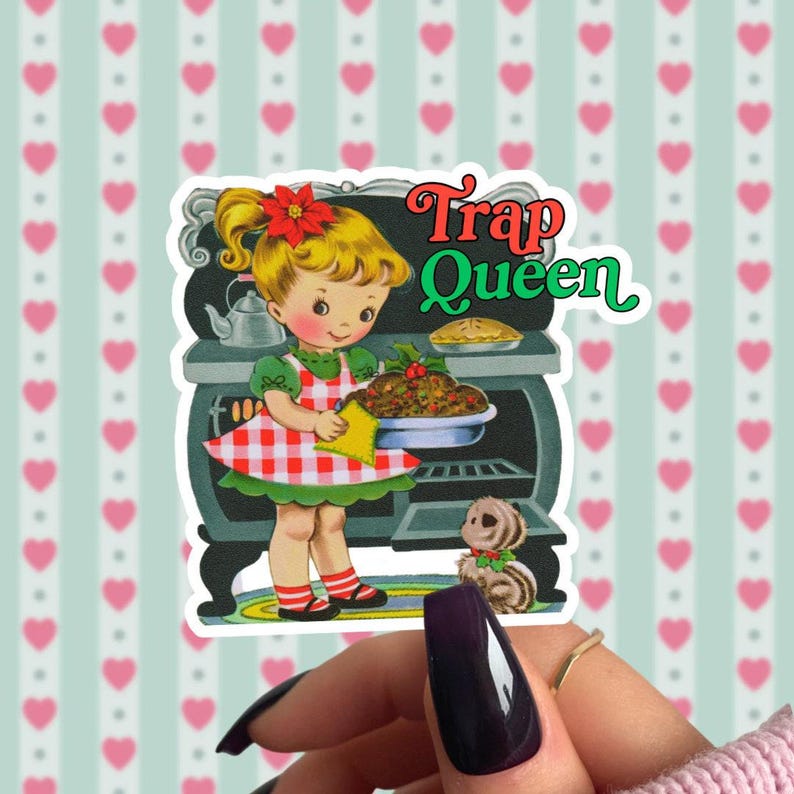 Vintage Kitsch Sticker, Trap Queen, Retro Yum Ee Yum Water Bottle Decal ...