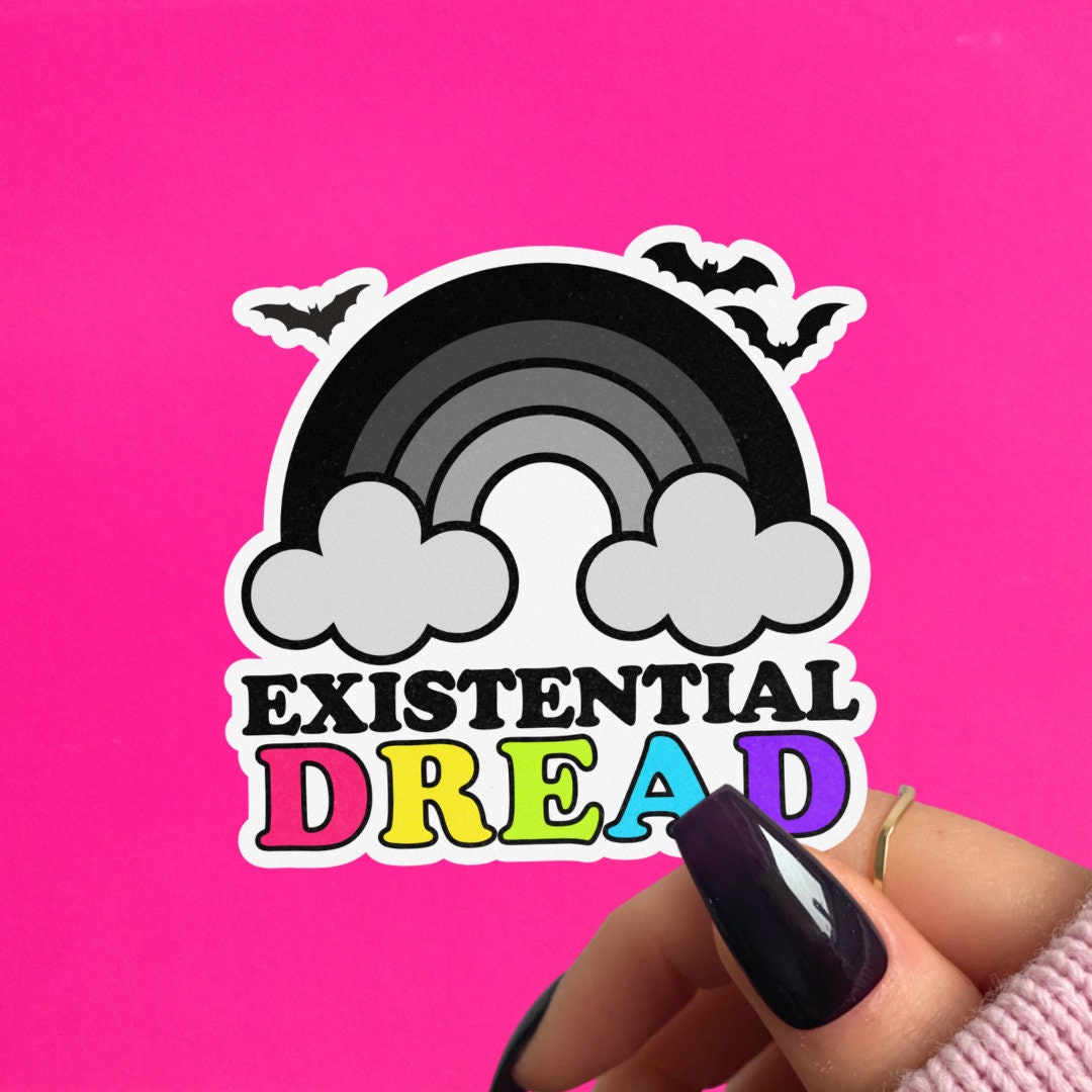 Existential Dread Sticker, Black Rainbow, Neon Goth Water Bottle Decal ...