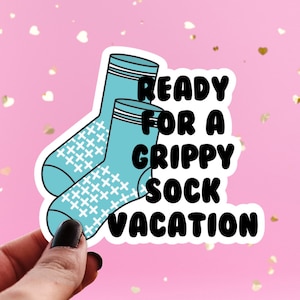 Grippy Sock Vacation Sticker, Mental Health Matters, Funny Self Care ...