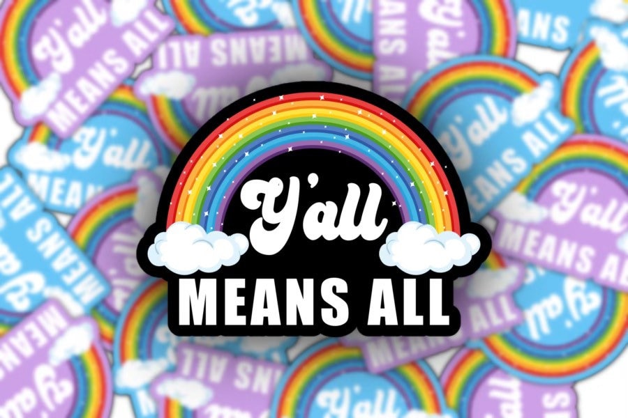 Yall Means All Sticker LGBTQIA Water Bottle Decal Pride - Etsy
