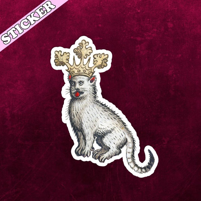 Medieval Meme Sticker, Funny Manuscript Cat, Ren Faire Stickers, Weird ...
