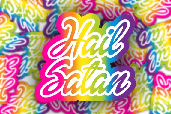 Hail Satan Rainbow Sticker 90s Nostalgic Lisa Frank Inspired - Etsy