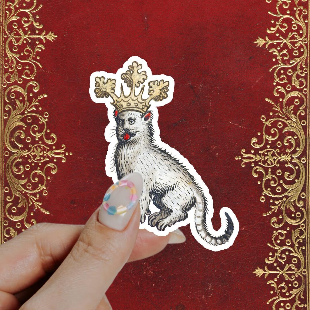 Medieval Meme Sticker, Funny Manuscript Cat, Ren Faire Stickers, Weird ...