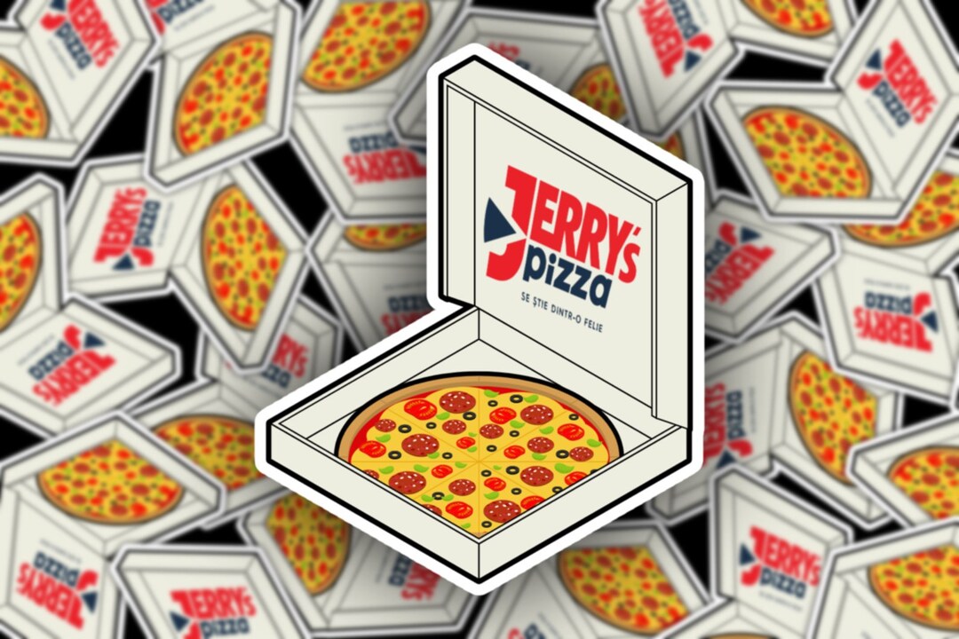 Jerrys Pizza Sticker Romanian Pizza Box Funny Greta - Etsy