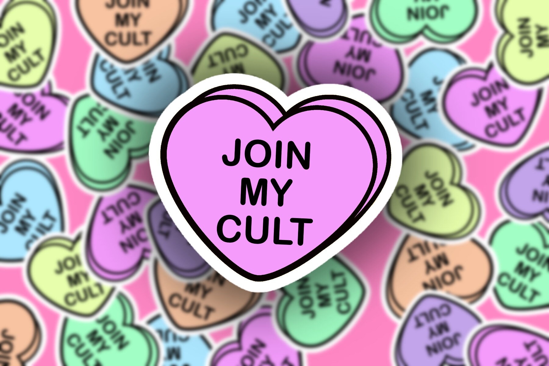 Conversation Heart Candy Sticker Join My Cult Laptop Sticker - Etsy
