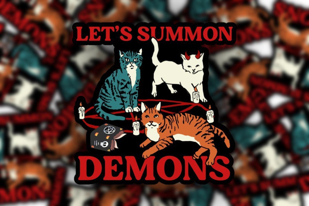 Let’s Summon Demons Sticker, Vintage Halloween Decal, Retro Spooky ...