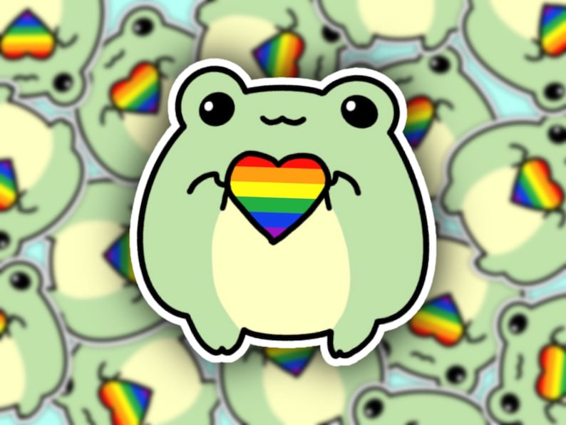 Pride Frog Sticker LGBTQ Water Bottle Decal Kawaii Frog With - Etsy