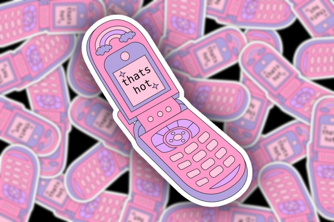 Y2k Flip Phone Sticker, Thats Hot, Paris Phone, Nostalgia Cute Pastel ...