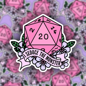 DND Nat 20 Sticker, I Seduce the Monster, Pastel Dungeons and Dragons ...