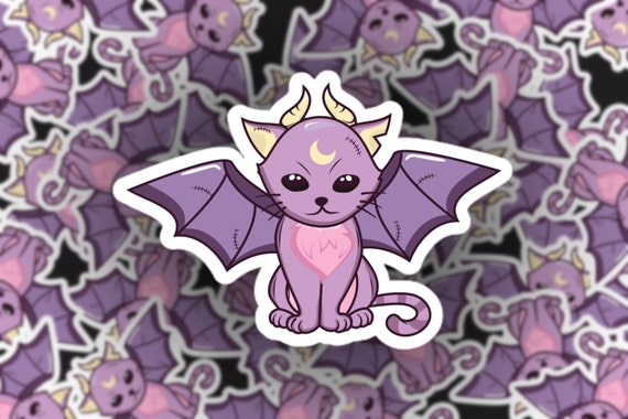 Paper Stickers Bats print pink aesthetic vinyl sticker / pastel goth ...