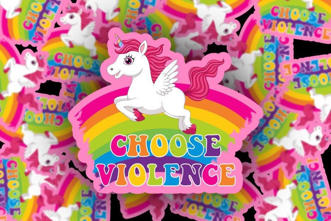 Choose Violence Unicorn Sticker Pastel Goth Rainbow Funny - Etsy