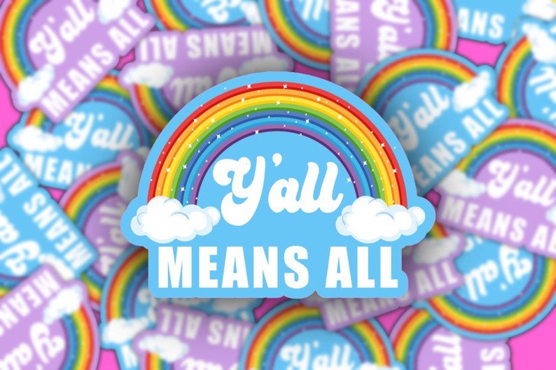 Yall Means All Sticker LGBTQIA Water Bottle Decal Pride - Etsy