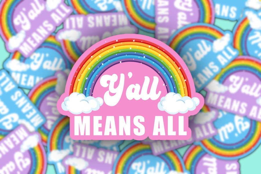 Yall Means All Sticker LGBTQIA Water Bottle Decal Pride - Etsy